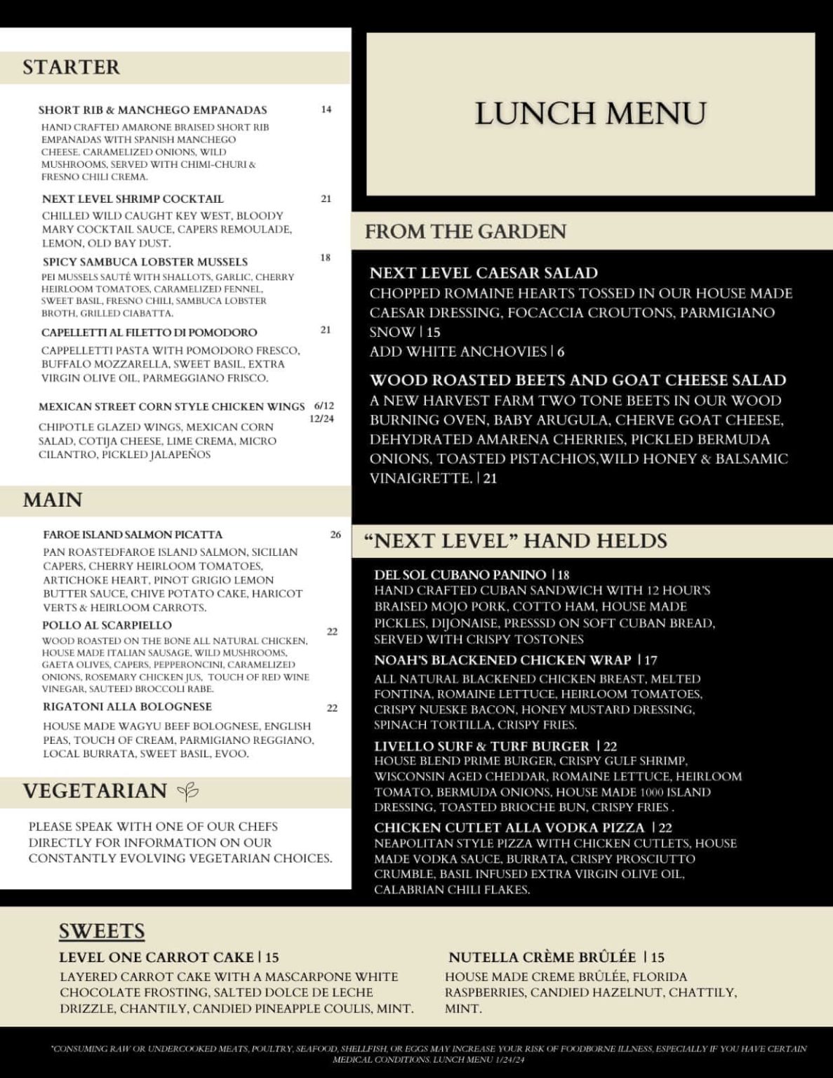 LUNCH MENU - Livello