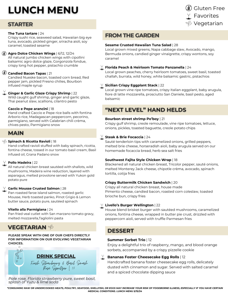 LUNCH MENU - Livello