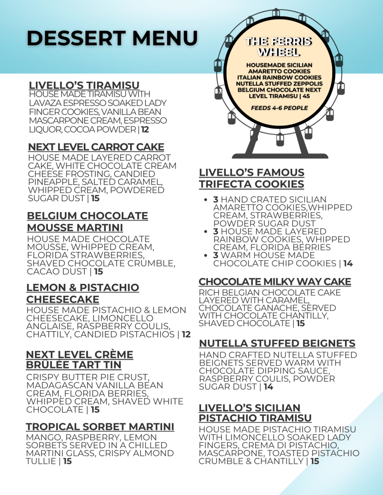 DESSERT MENU - Livello