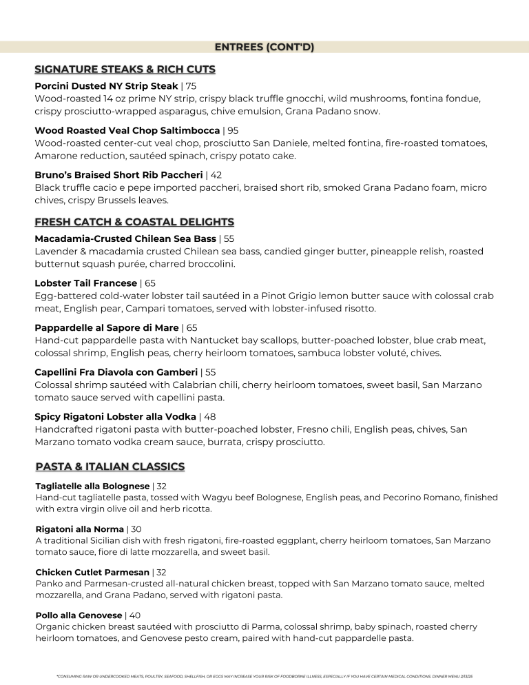 DINNER MENU - Livello